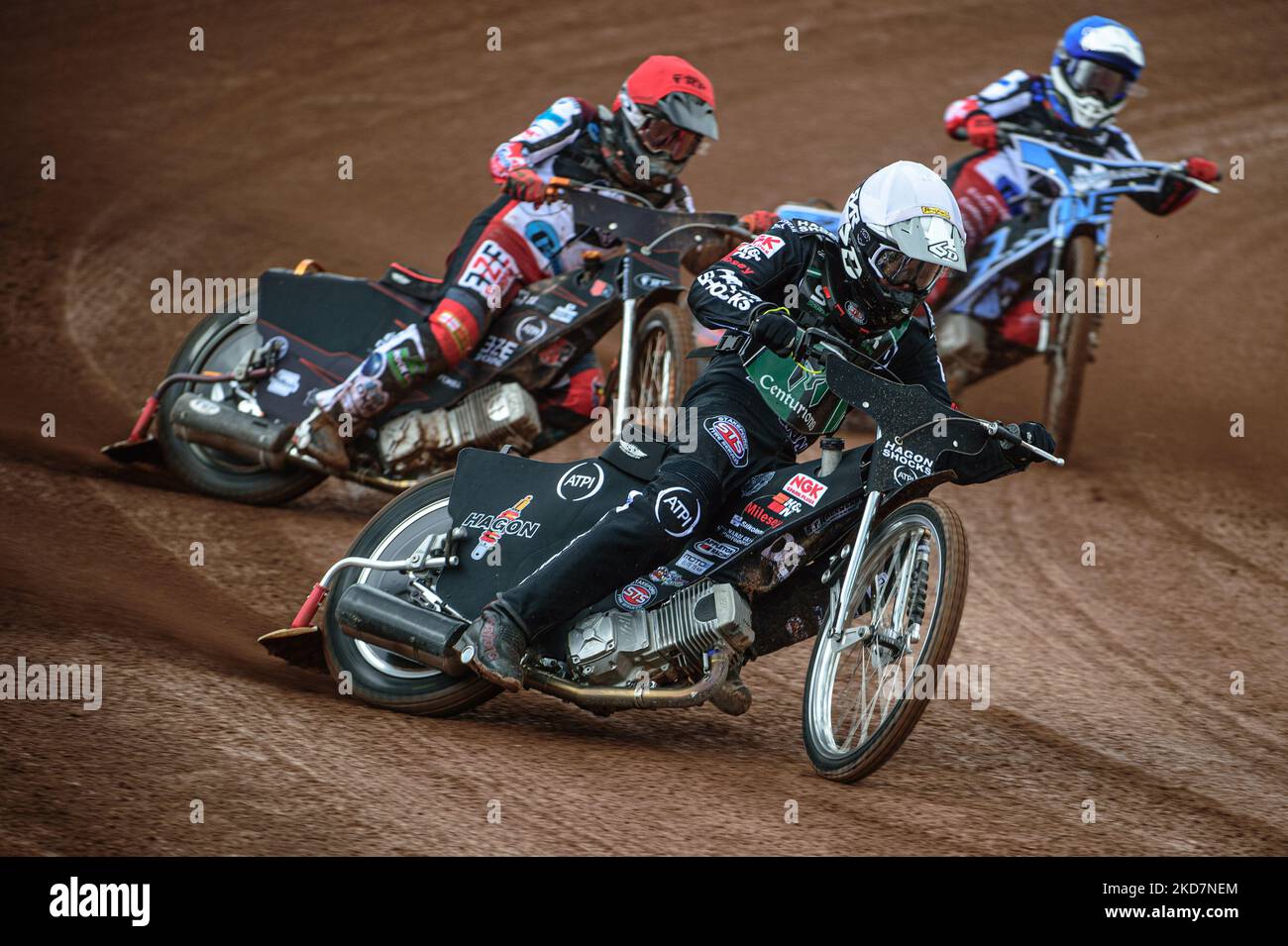 Dan Gilkes (White) leads Jack Smith (Red) and Sam McGurk (Blue) during ...