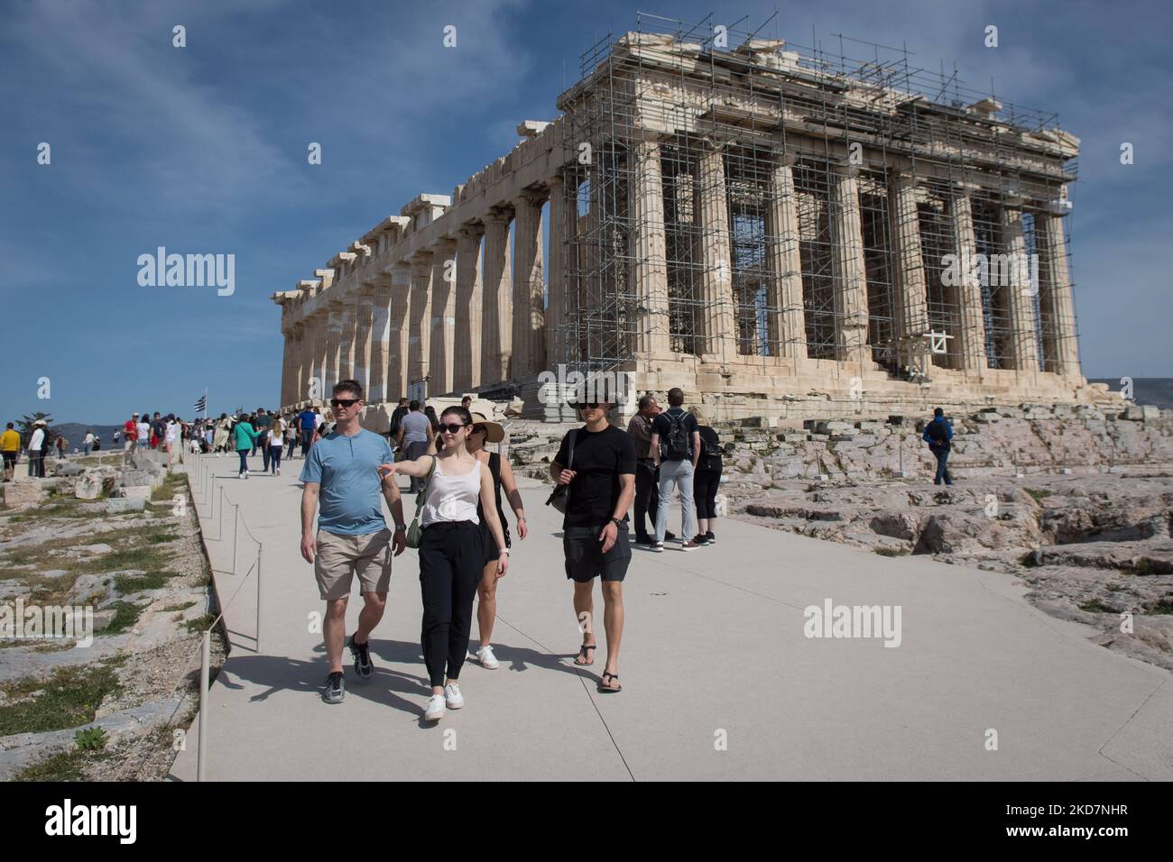 The Acropolis hill was filled with tourists on Friday morning to visit the ancient temple of ...