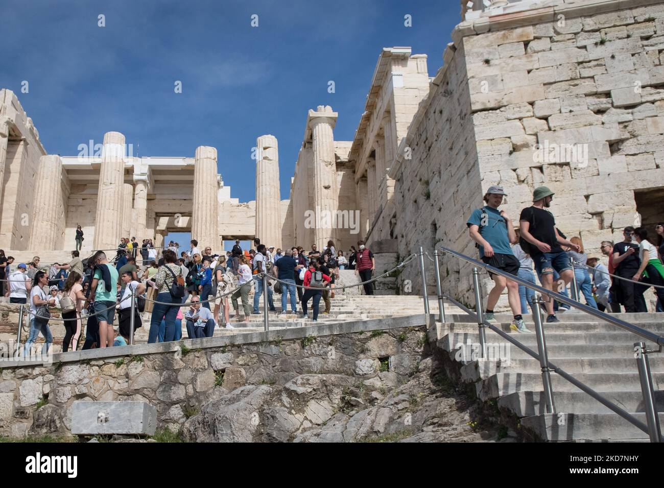 The Acropolis hill was filled with tourists on Friday morning to visit the ancient temple of ...
