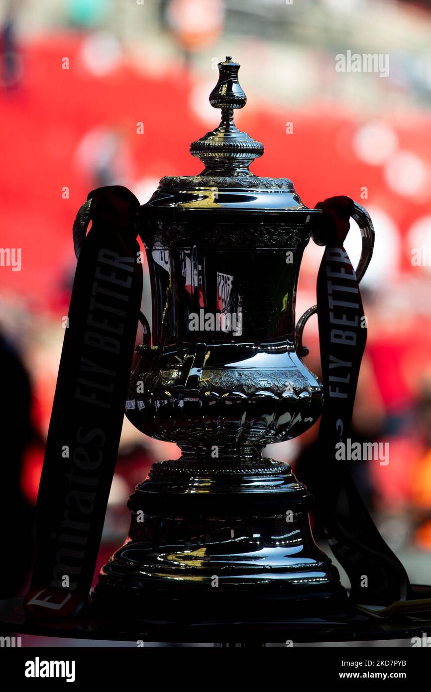 FA Cup Trophy lies on during the FA Cup Semi-Final between Manchester ...