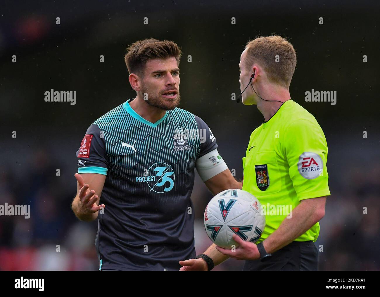 Plymouth Argyle midfielder Joe Edwards (8) appeals to official during ...