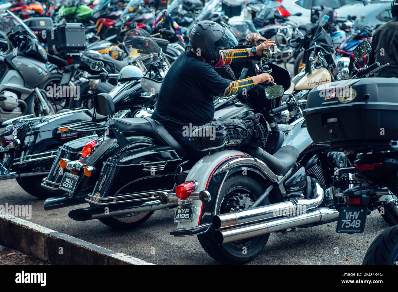 Motorcycles parking along the roadside during Terengganu bike week ...