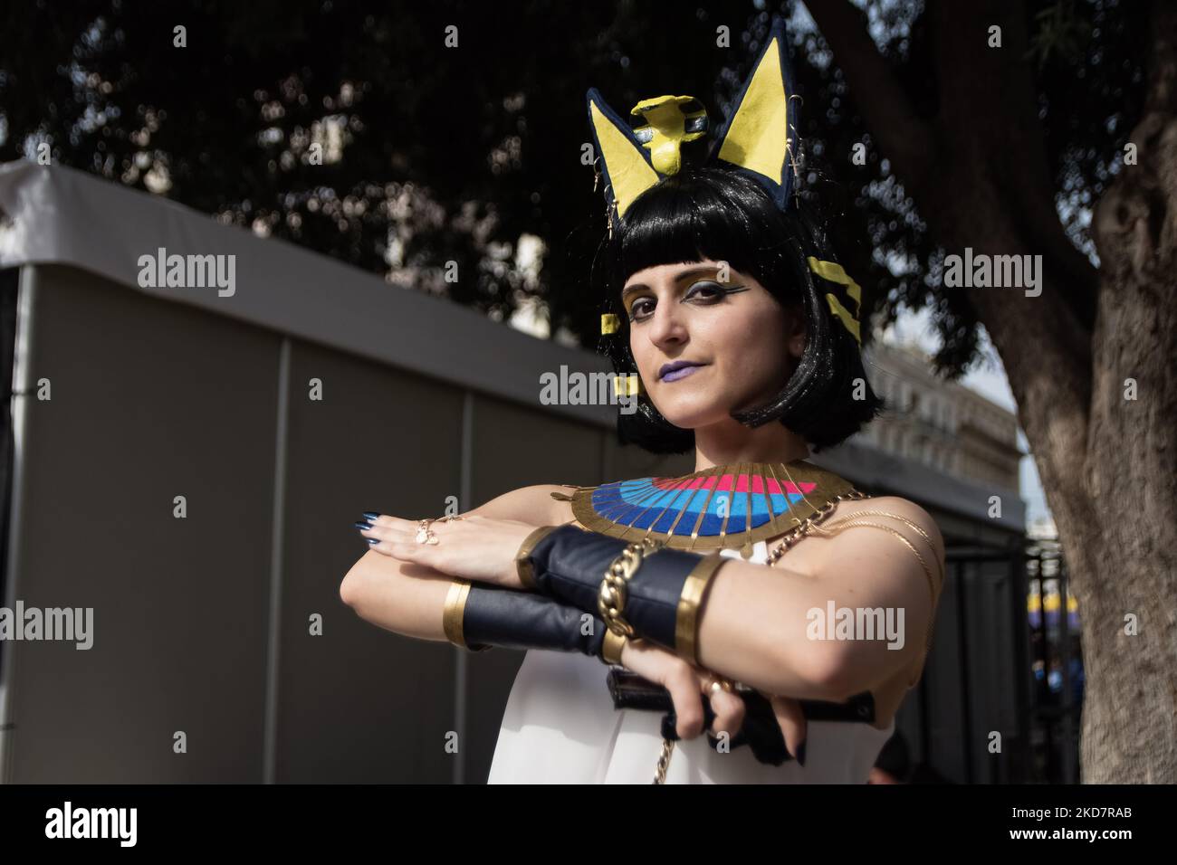 Cosplayers dressed as their favourite characters stand for a photo ...