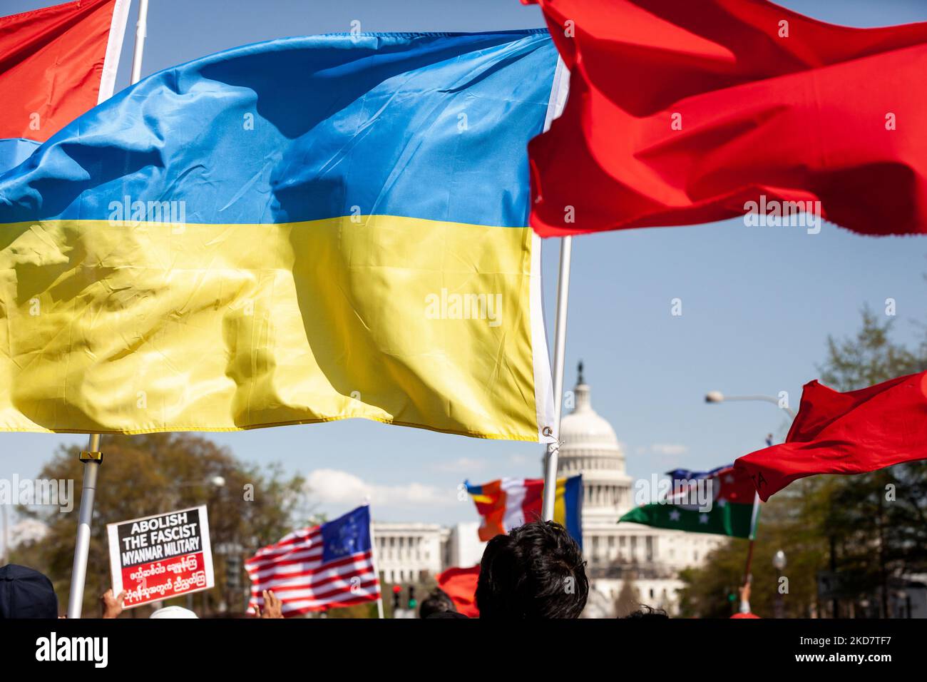In a show of support for the Ukrainian people, demonstrators ...