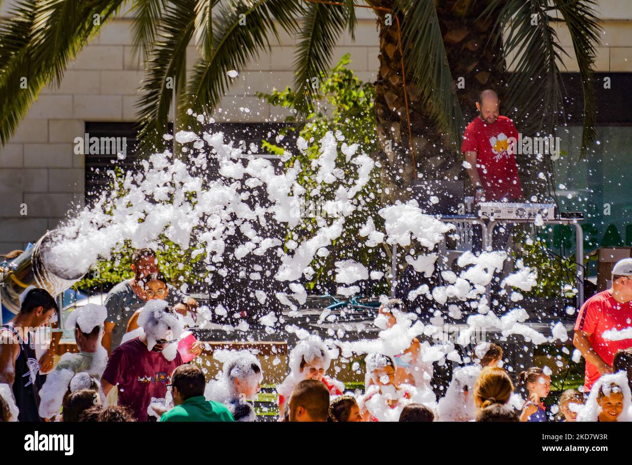 07 31 2022 ronda malaga spain foam party people having fun among the ...