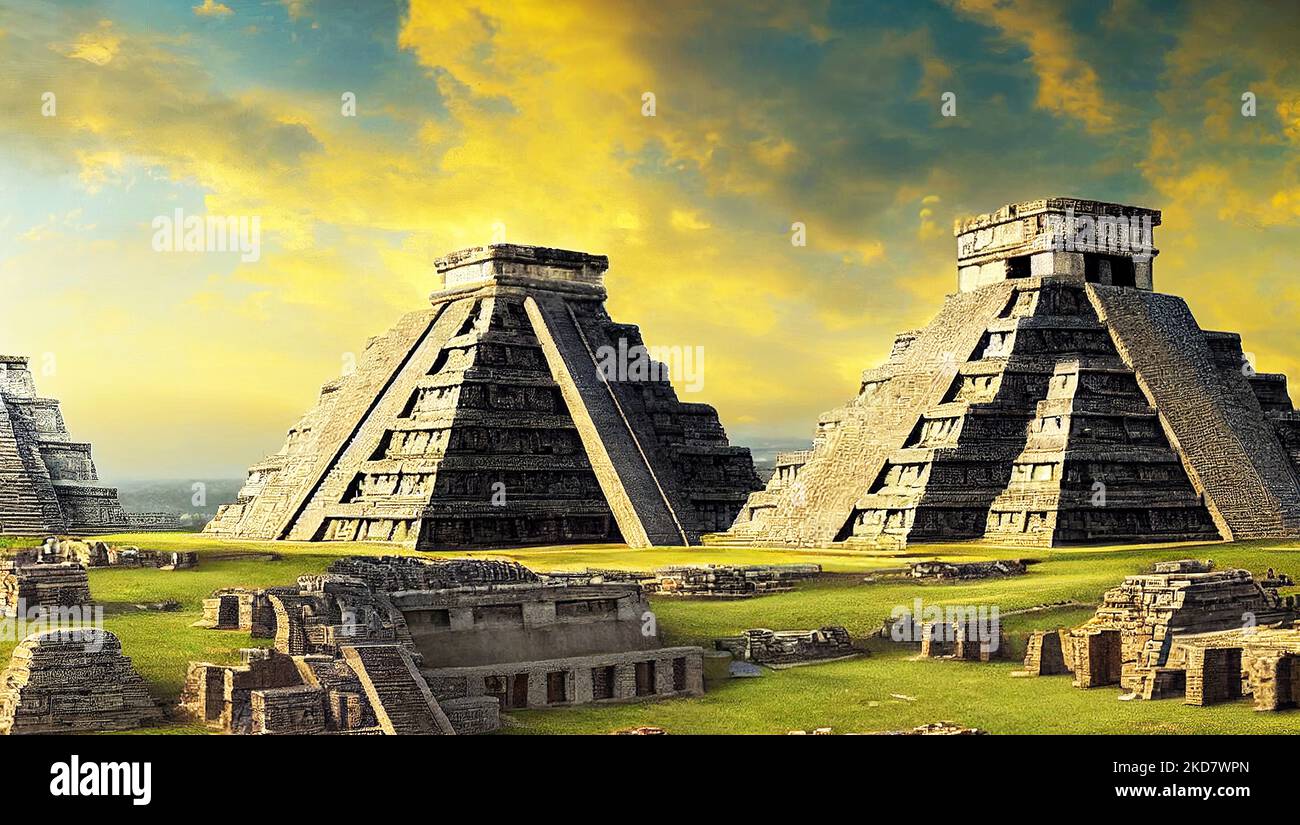 Mayan temple illustration hi-res stock photography and images - Alamy