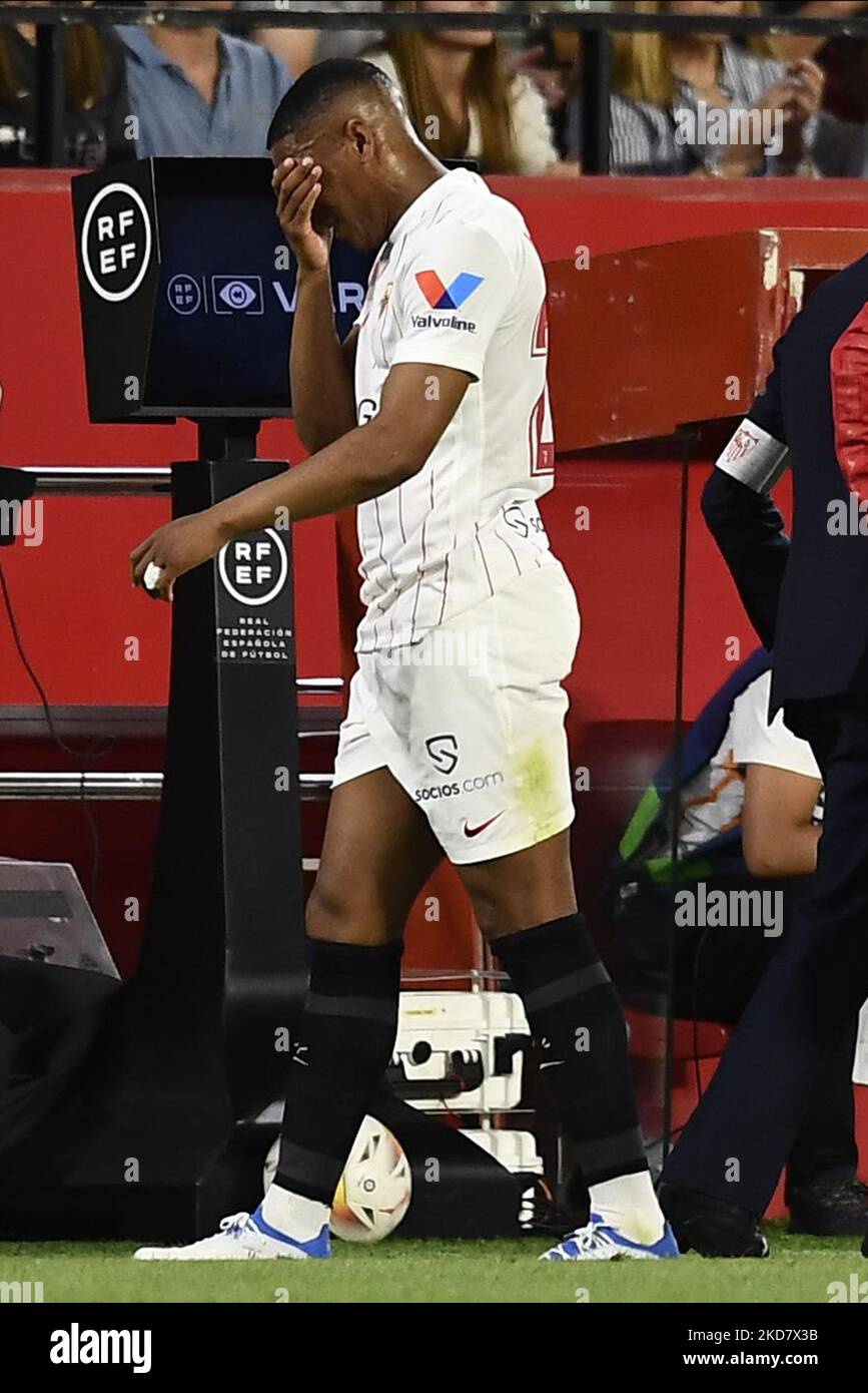 Injured Anthony Martial of Sevilla is replaced during the LaLiga ...