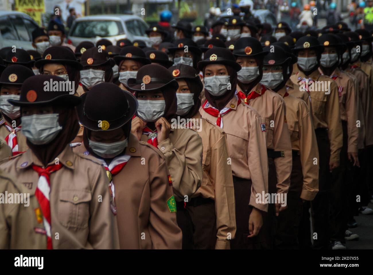 Scout members march during the 67th anniversary of the Asian African ...