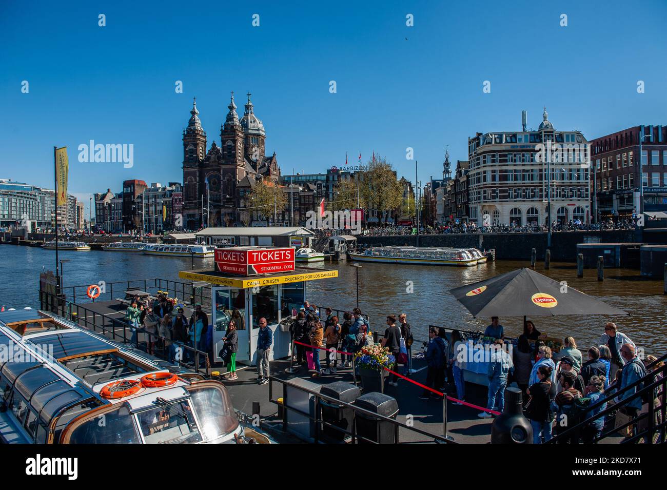 People walk in Amsterdam, Netherlands, on April 17, 2022 during the ...
