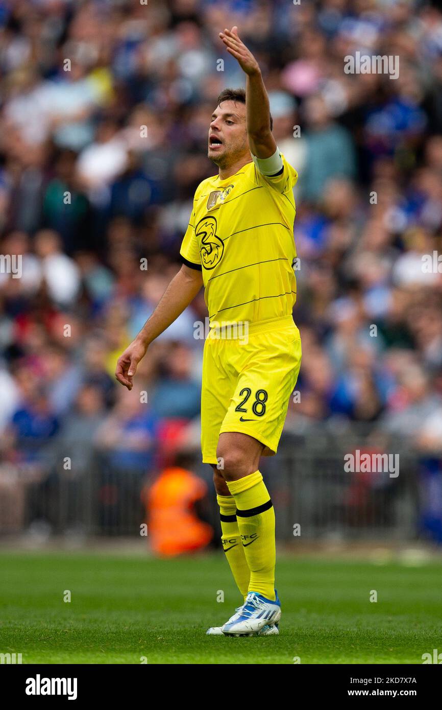 Cesar Azpilicueta of Chelsea gestures during the FA Cup match between ...
