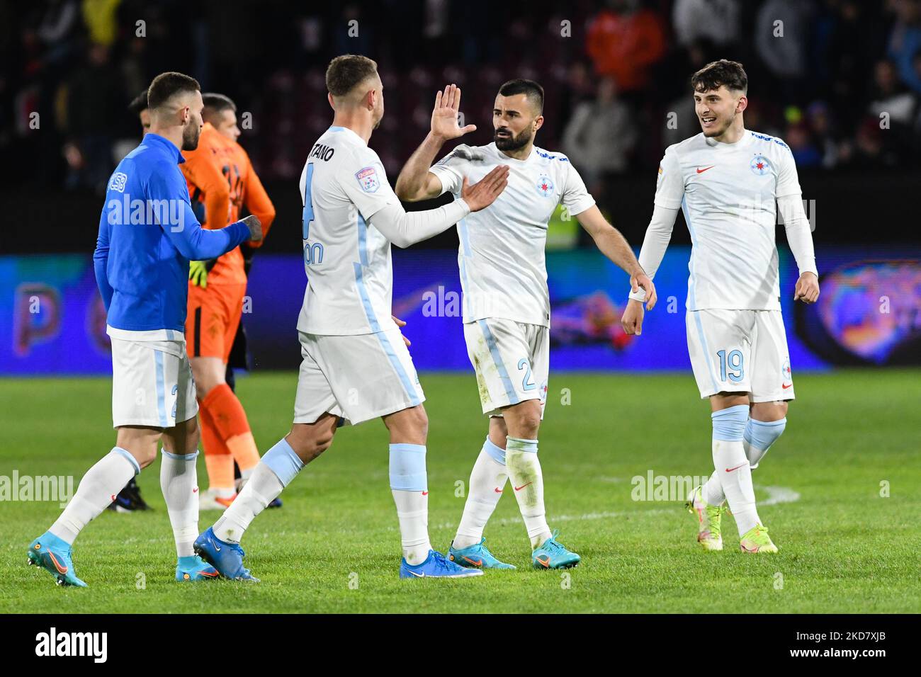 Players of FCSB celebrating victory after the game CFR Cluj vs. FCSB ...