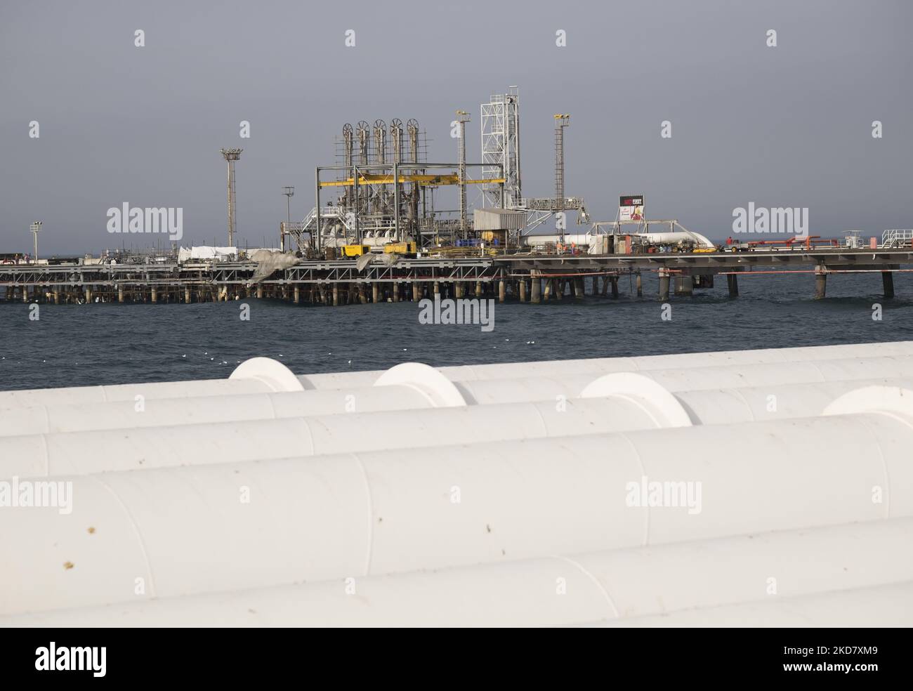 A view of the Kharg oil T pier on the Persian Gulf about 1,250 km (776 ...
