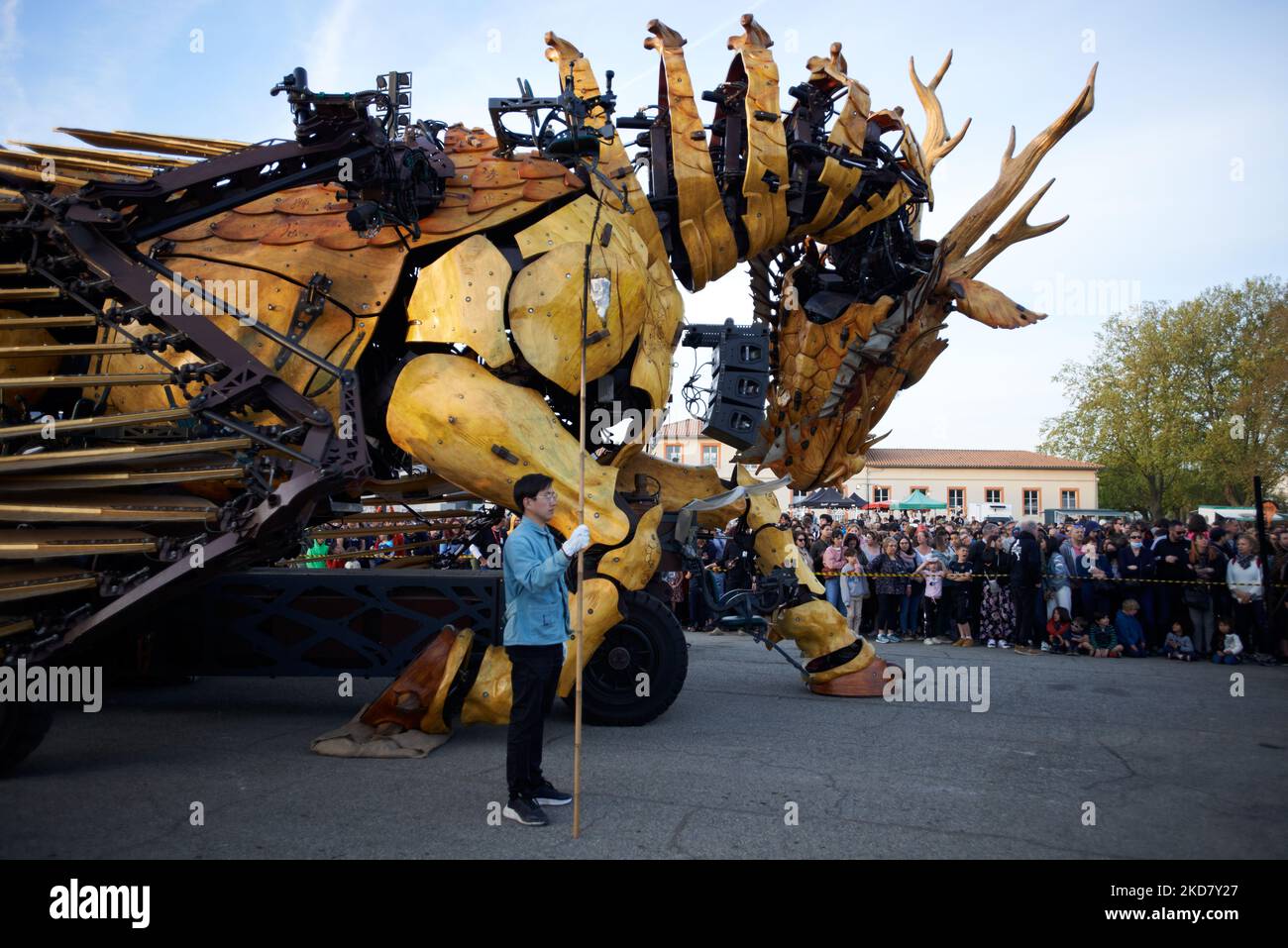 An operator stands guard near Long-Ma before the beginning of the ...