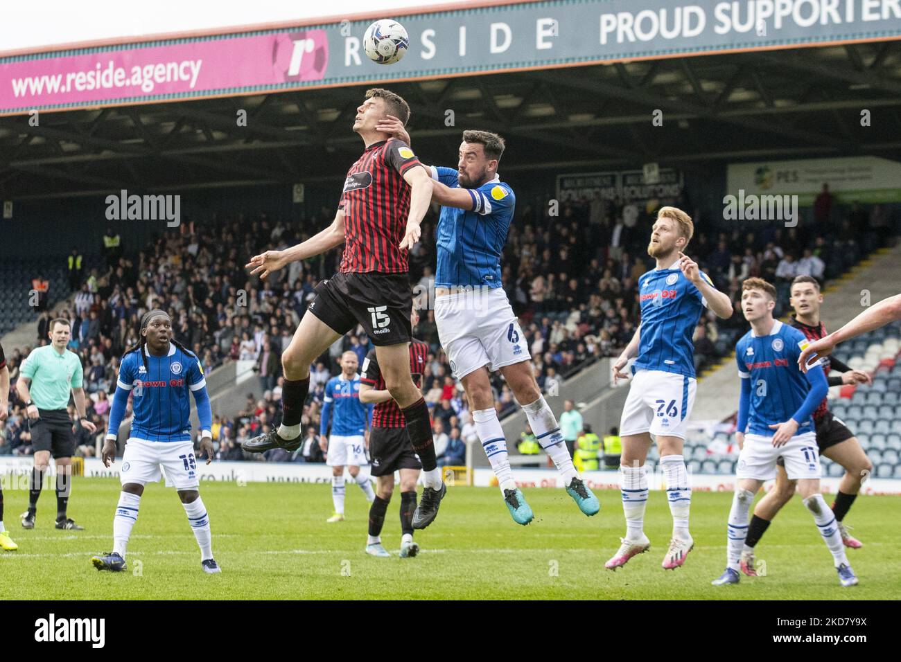 HARTLEPOOL, UK. APR 18TH defender Jake Hull (15) of Hartlepool United ...