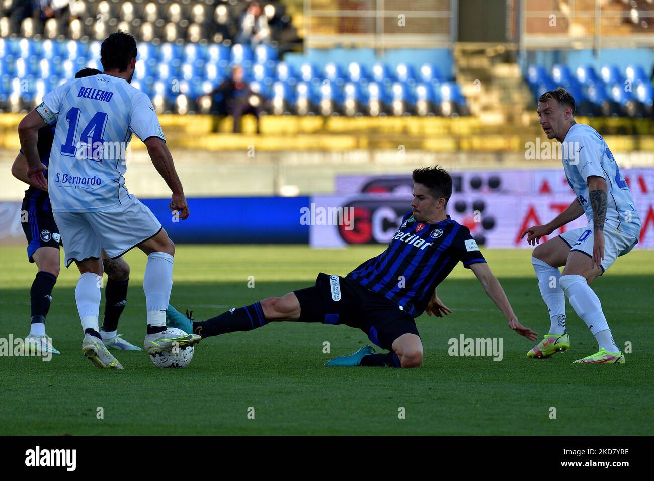 Adam Nagy (Pisa) thwarted by Alessandro Bellemo (Como) during the ...