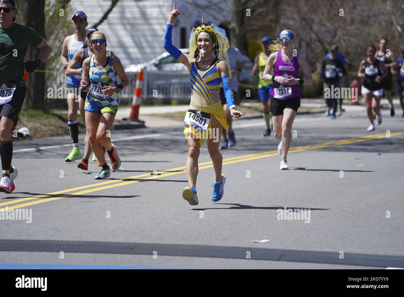 Yuki Chorney, wearing blue and yellow attire during the 2022 Boston ...