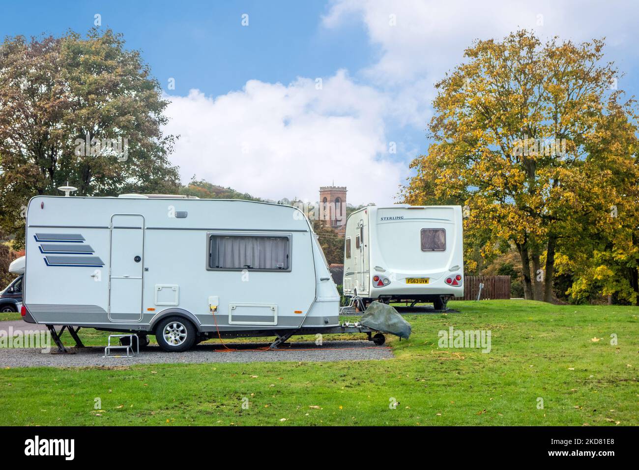 caravans and motorhomes pitched up at the Caravan and camping club site ...