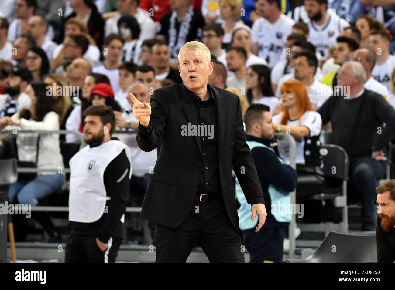 John Patrick, head coach of MHP Riesen Ludwigsburg during the game U-BT ...