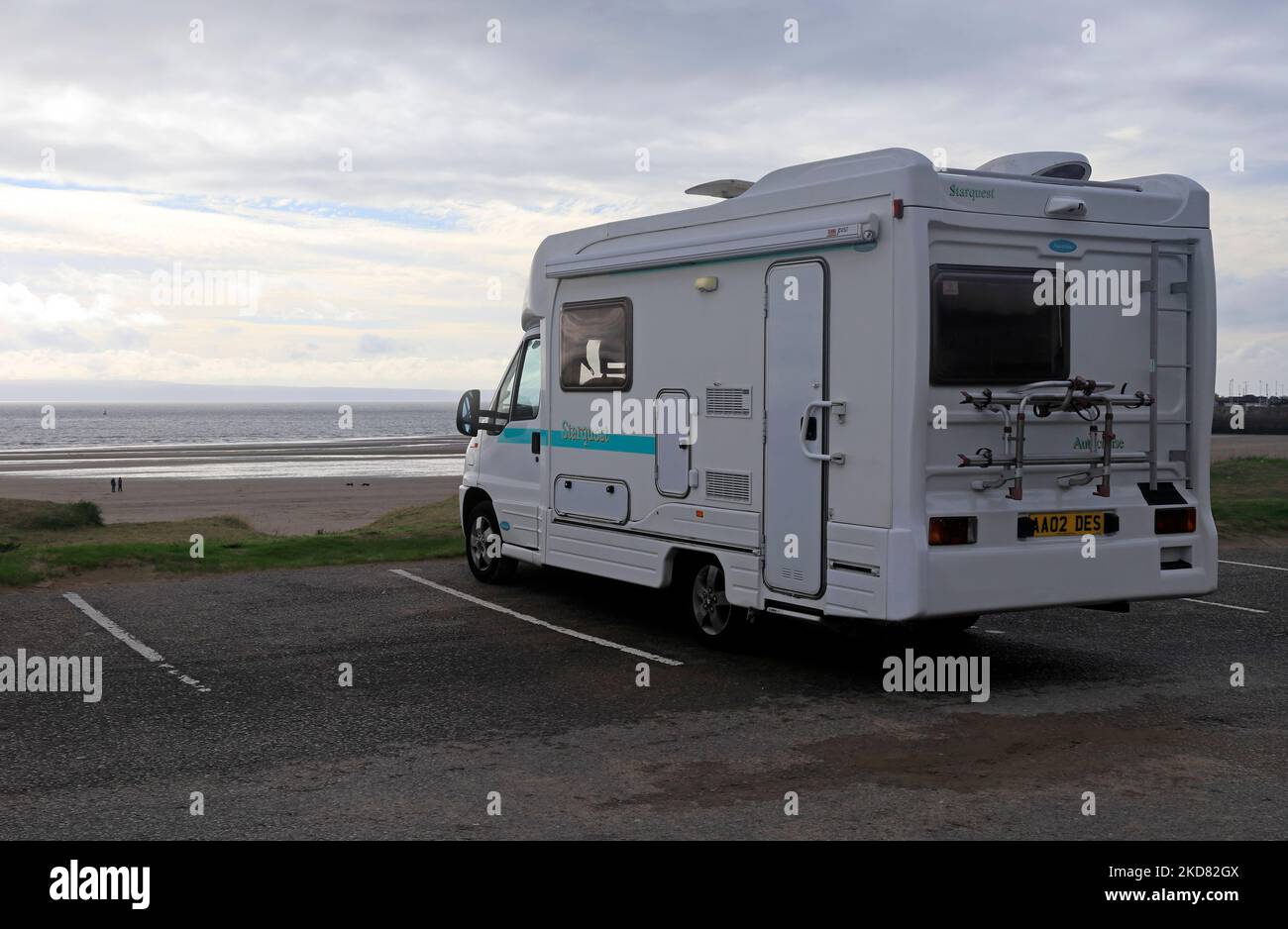 Camper van overlooking beach at Porthcawl. October 2022. Autumn Stock ...