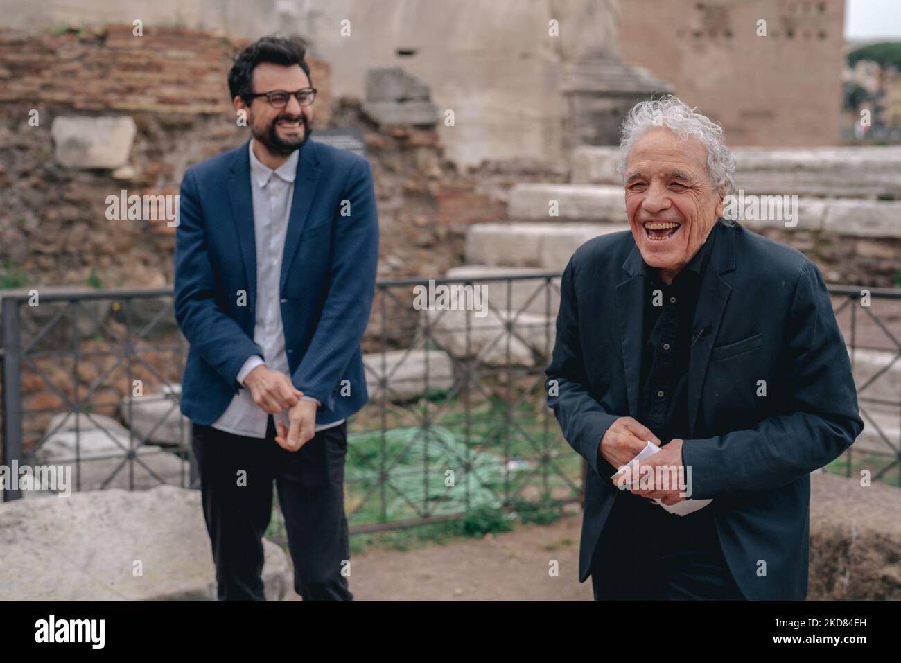 Director Abel Ferrara and poet Gabriele Tinti attend the reading by ...