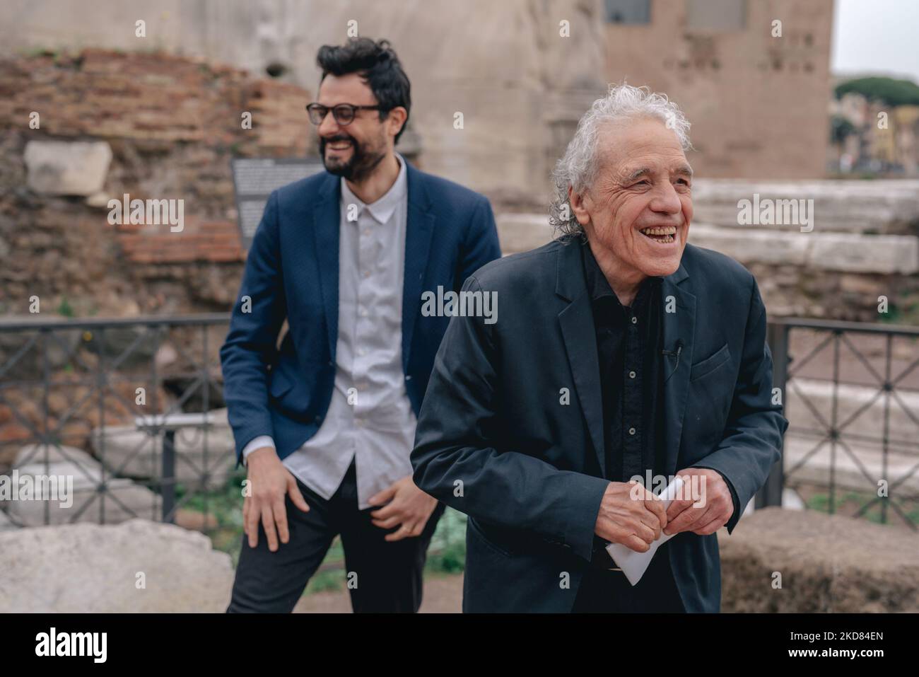 Director Abel Ferrara and poet Gabriele Tinti attend the reading by ...