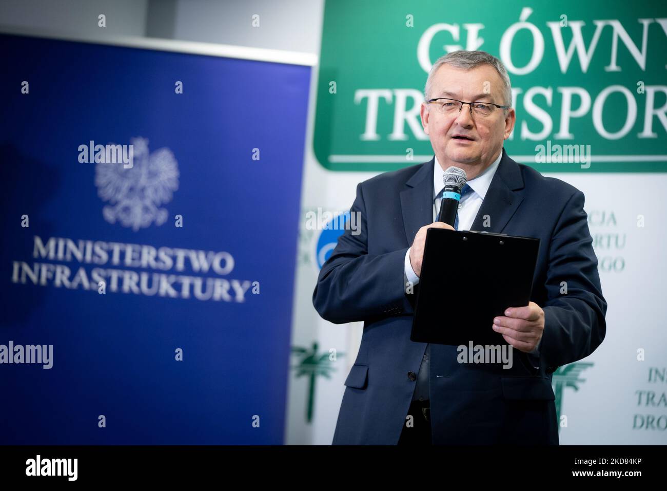 Polish minister of infrastructure Andrzej Adamczyk during the online ...