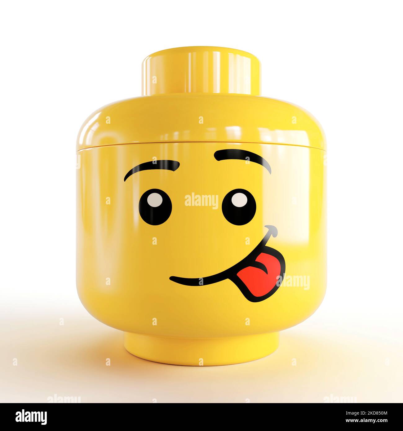 A 3D rendering of yellow Lego sticking out tongue Stock Photo - Alamy