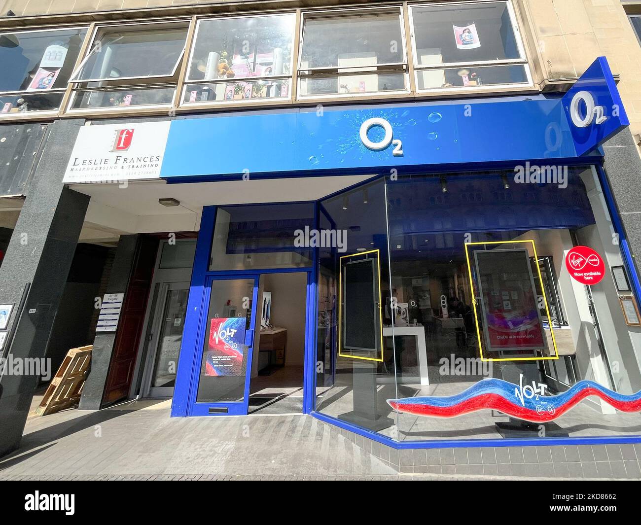 The O2 logo is seen in London 22 April 2022. (Photo by Giannis ...