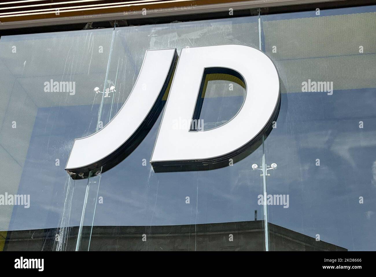 A JD logo is seen in London 22 April 2022. (Photo by Giannis ...