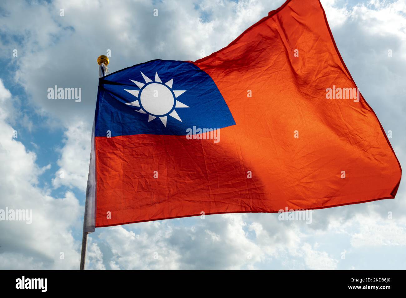 Taiwan Flag, Taipei, Taiwan. (Photo by Jose Lopes Amaral/NurPhoto Stock ...