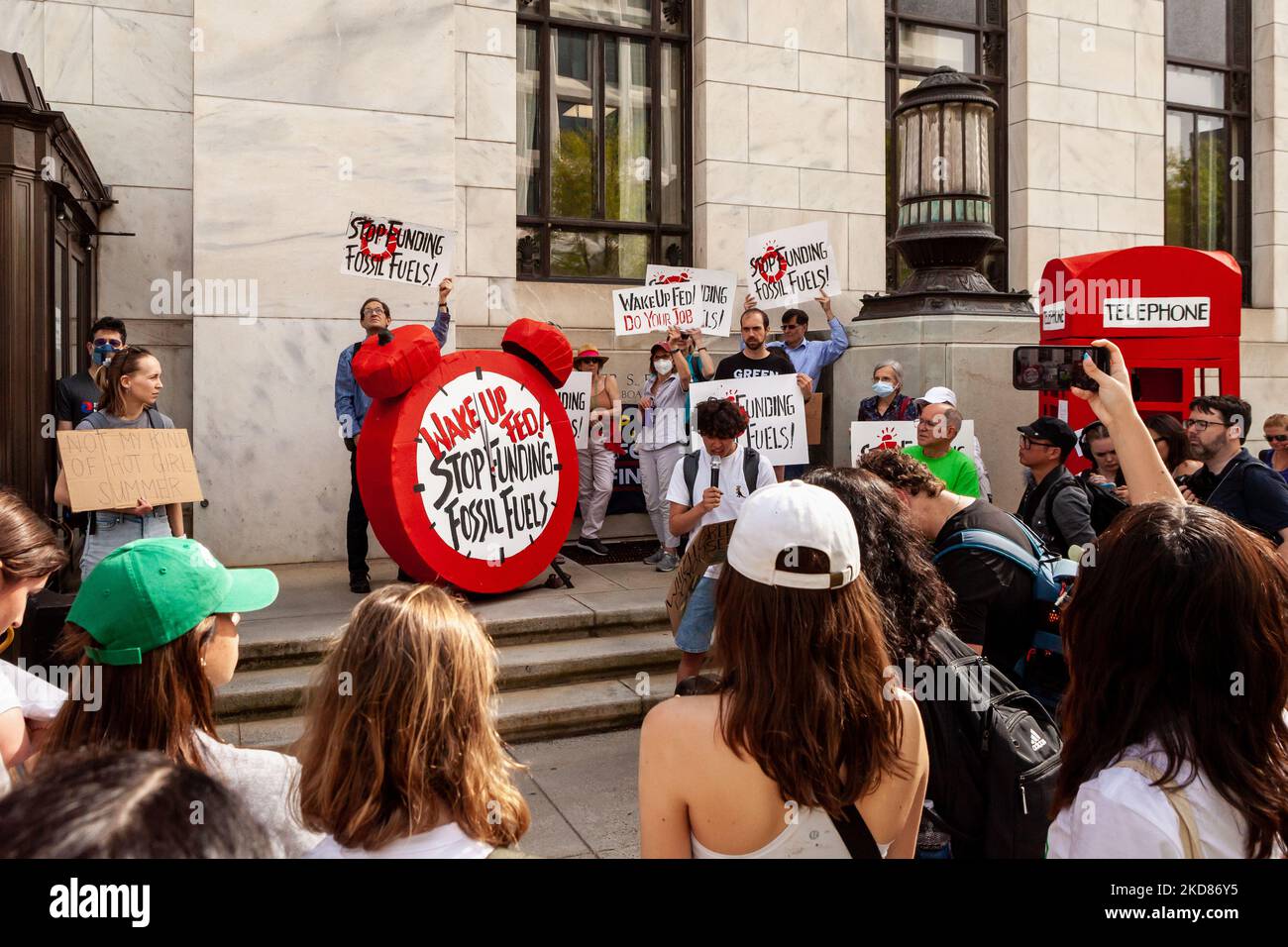 Fossil free federal reserve earth day protest hi-res stock photography ...