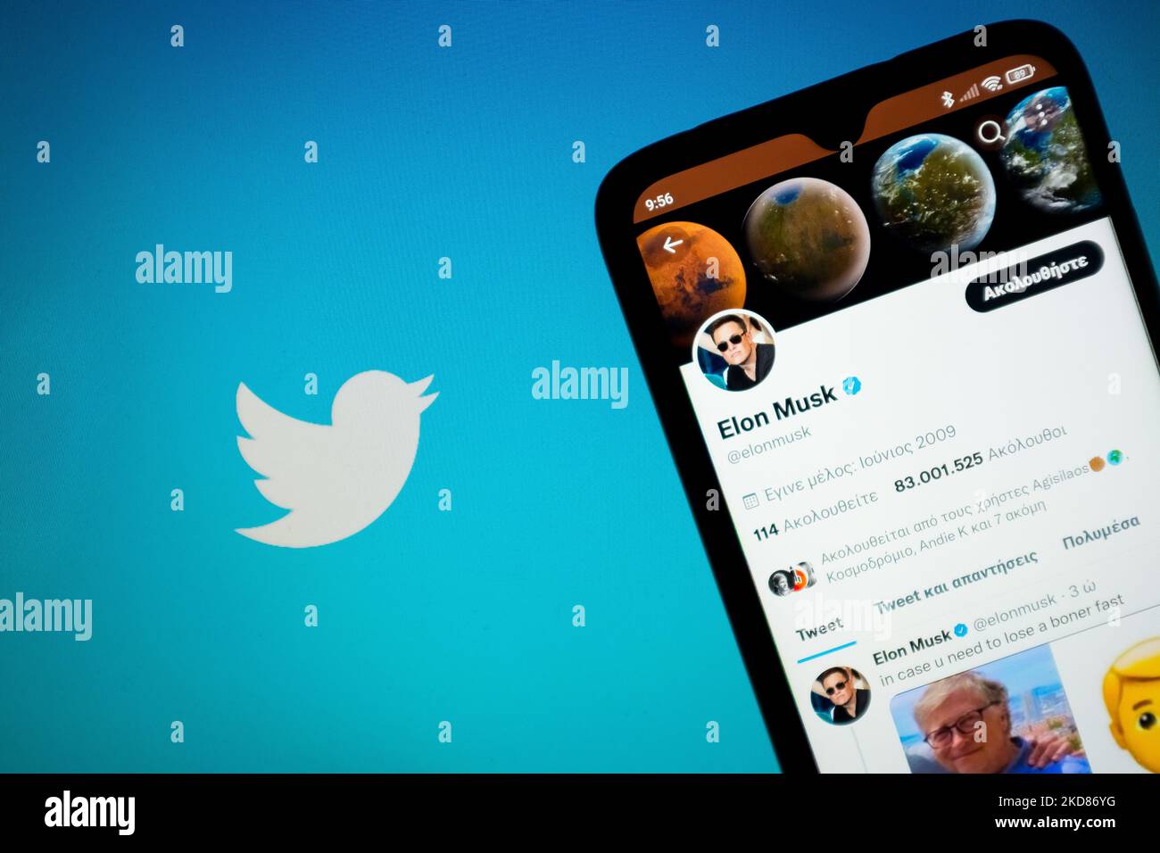 In this photo illustration Elon Musk Twitter seen displayed on a ...
