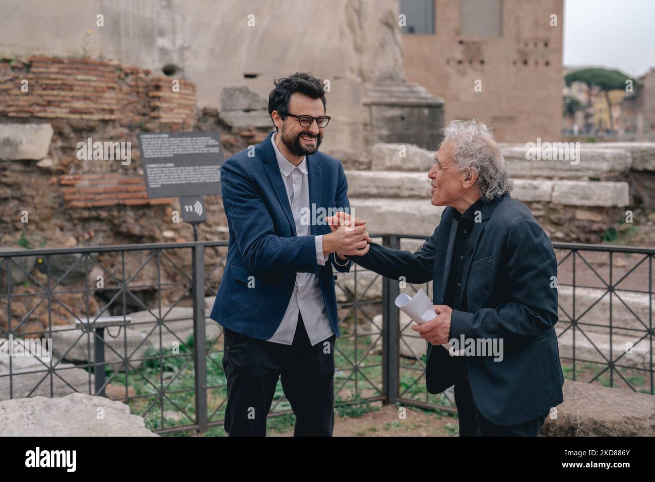 Director Abel Ferrara and poet Gabriele Tinti attend the reading by ...