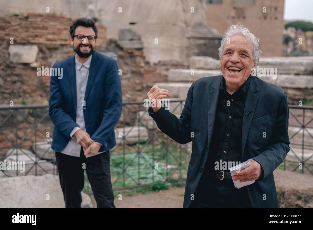 Director Abel Ferrara and poet Gabriele Tinti attend the reading by ...