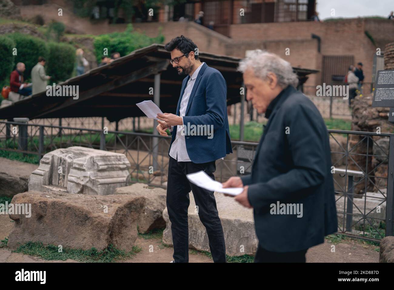 Director Abel Ferrara and poet Gabriele Tinti attend the reading by ...