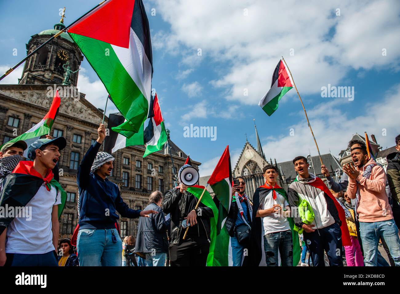 The Palestinian community gathered at the Dam Square in Amsterdam to ...