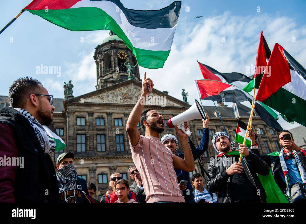 The Palestinian community gathered at the Dam Square in Amsterdam to ...