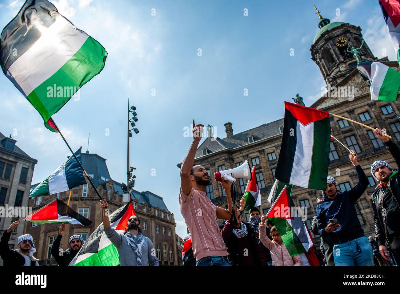 The Palestinian community gathered at the Dam Square in Amsterdam to ...