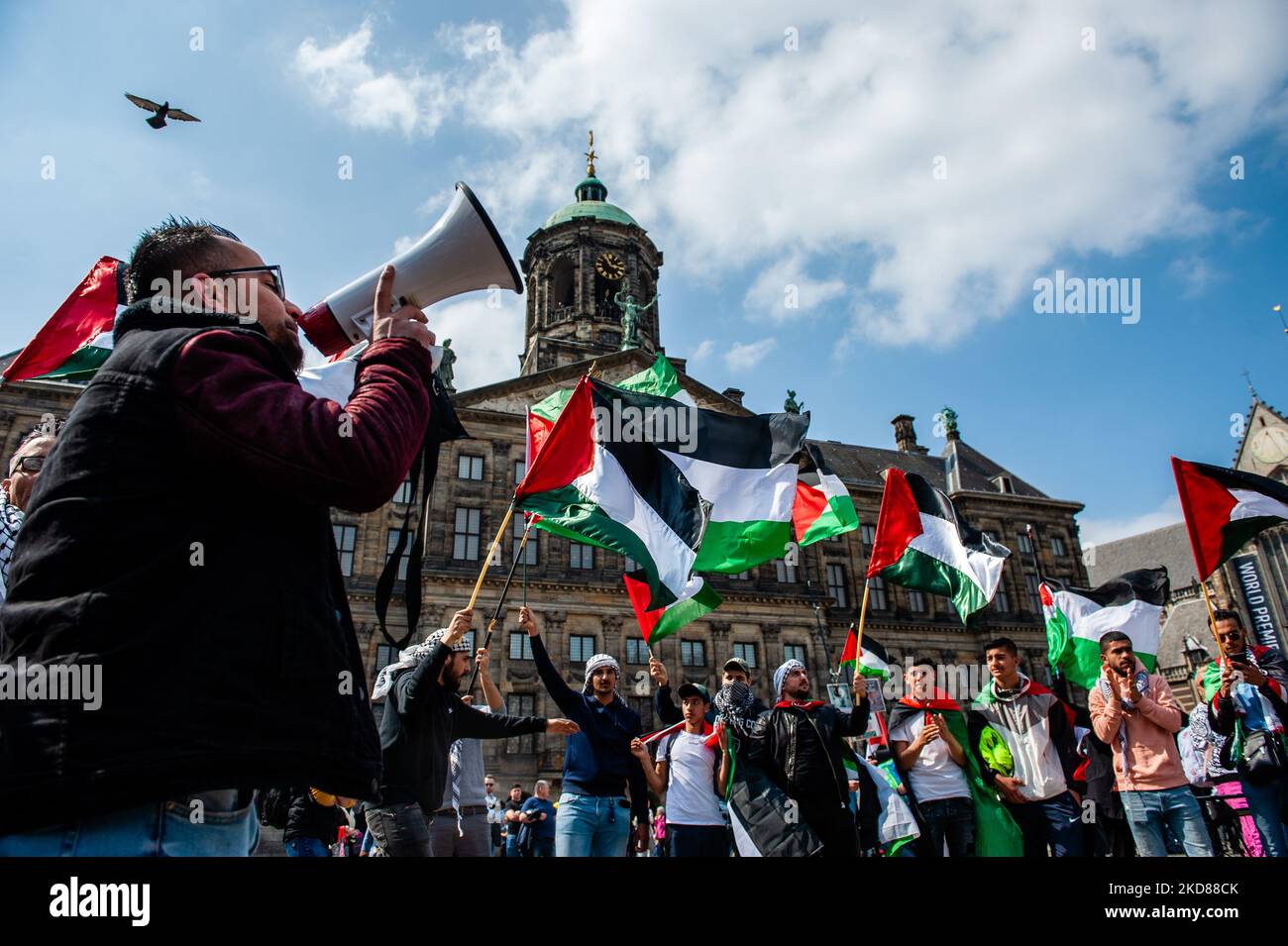 The Palestinian community gathered at the Dam Square in Amsterdam to ...