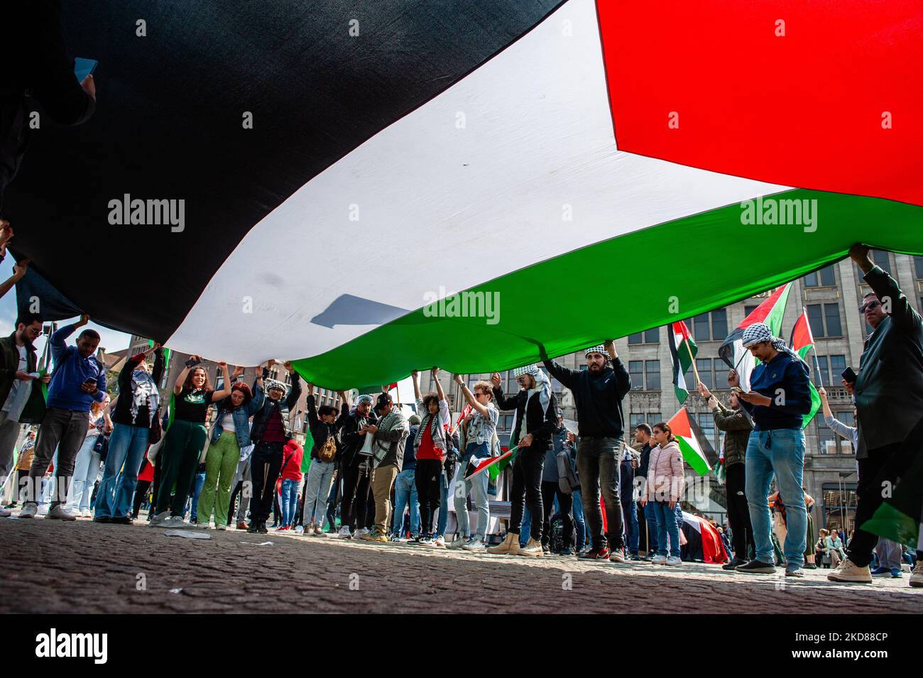 The Palestinian community gathered at the Dam Square in Amsterdam to ...