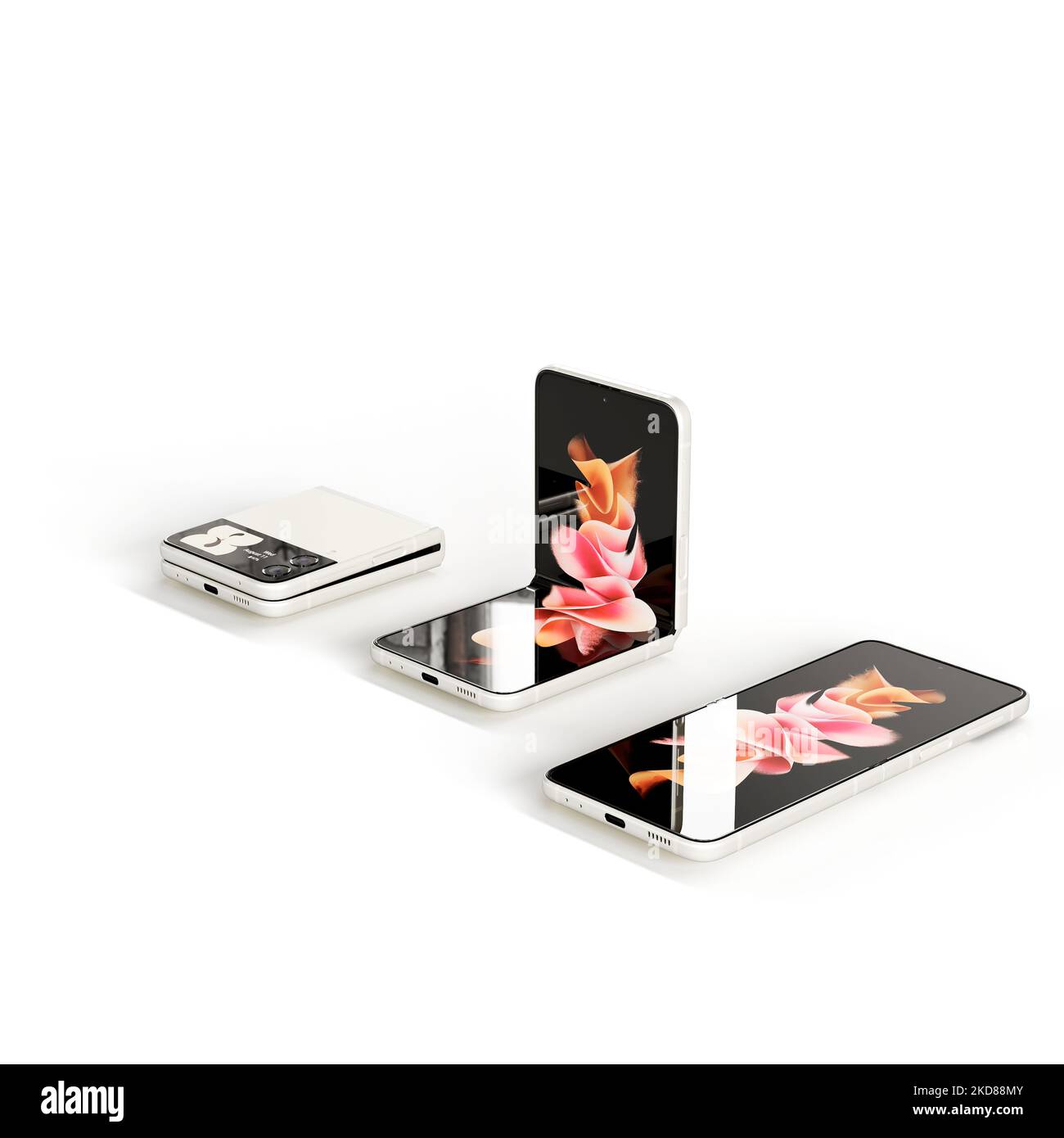 Three flip phones isolated on a white background Stock Photo - Alamy