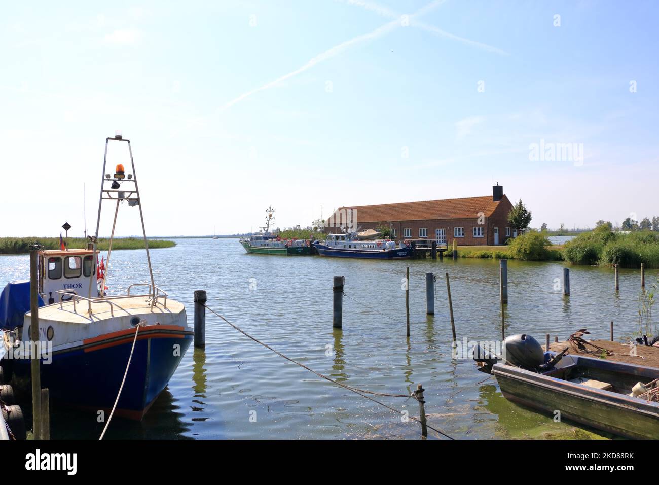 August 14 2022 - Karnin, Usedom in Germany: Small Customs Boat near the ...