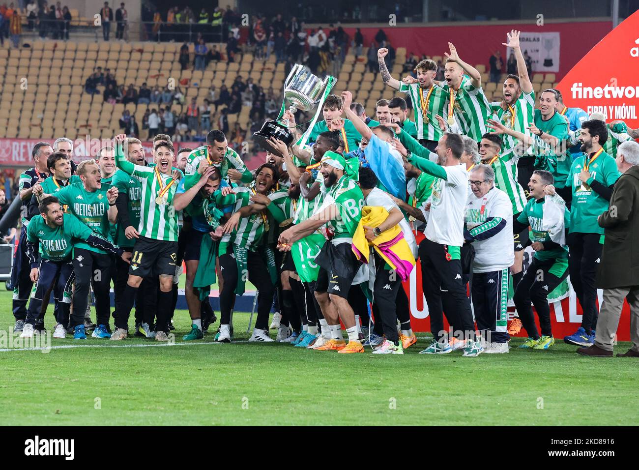 Joaquin of Real Betis lifts the Copa del Rey Trophy after the Copa del ...