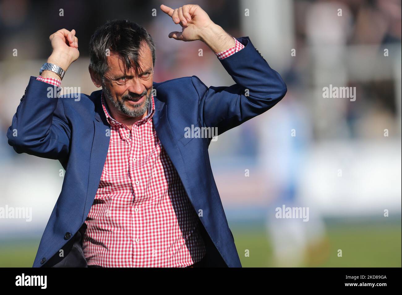 Barrow manager Phil Brown celebrates after their 1-0 win the Sky Bet ...