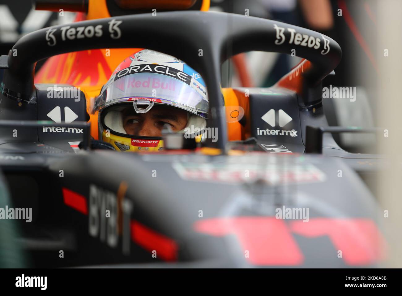 Sergio Perez of Mexico driving the (11) Oracle Red Bull Racing RB18 Red ...
