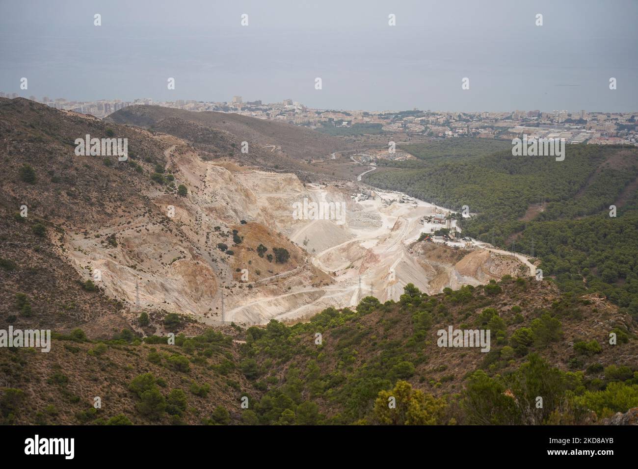 Sand and gravel, dolomite quarry, Benalmadena, Southern Spain ...