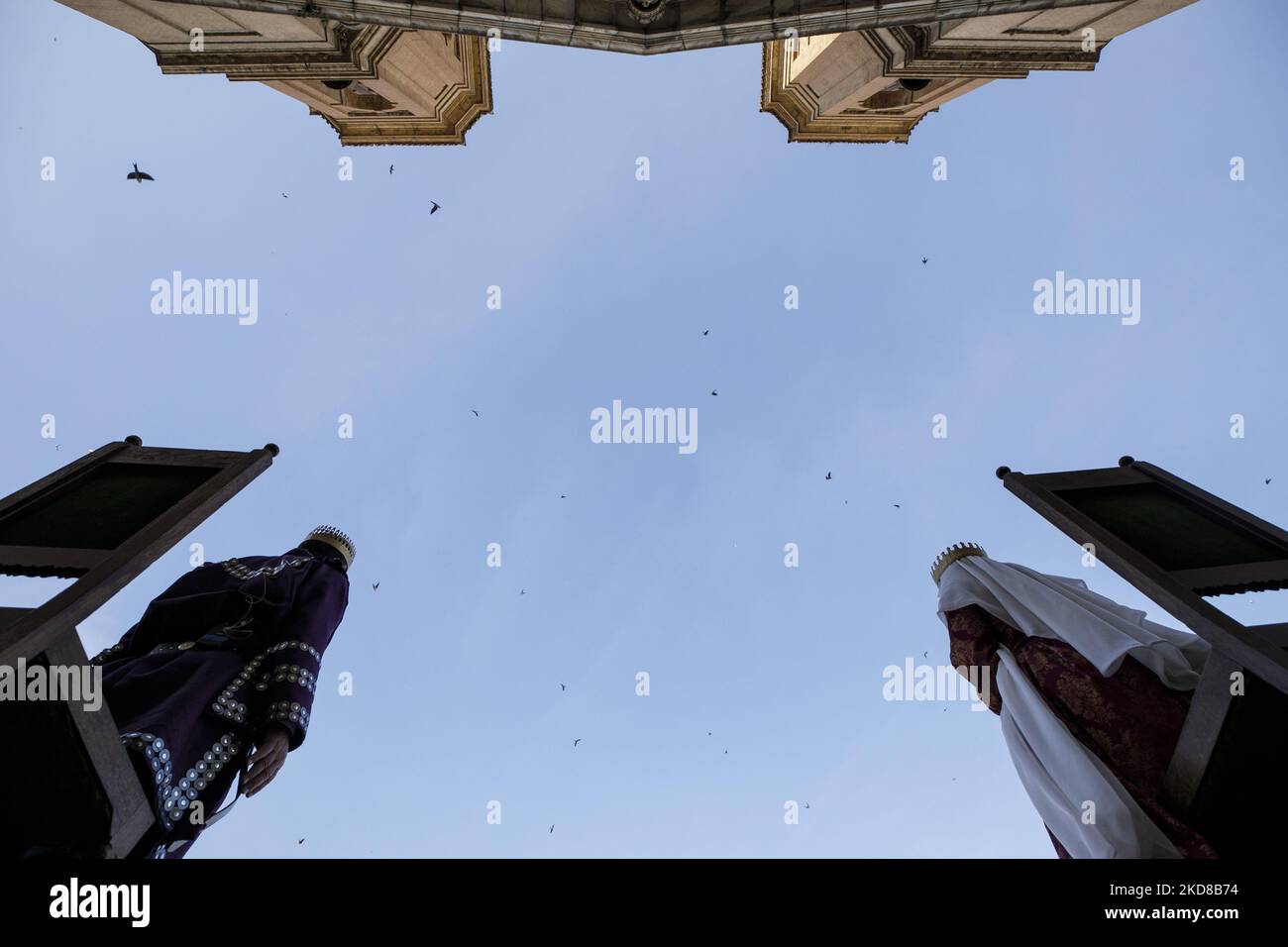 Two actors dressed as the Catholic Monarchs of Spain, Isabel and ...