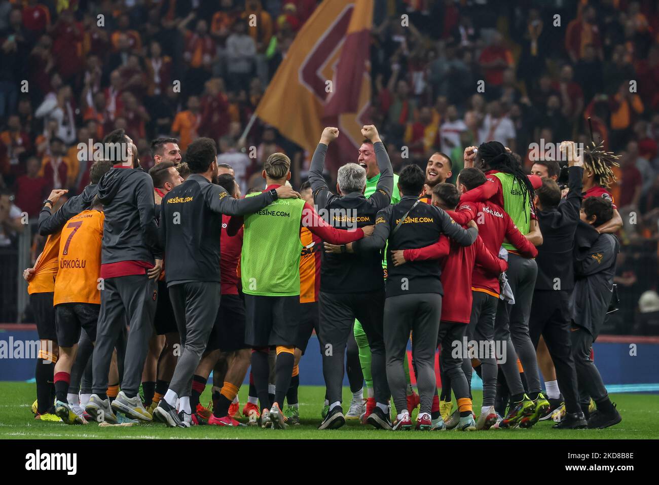 ISTANBUL, TURKEY - NOVEMBER 5: players of Galatasaray and staf ...