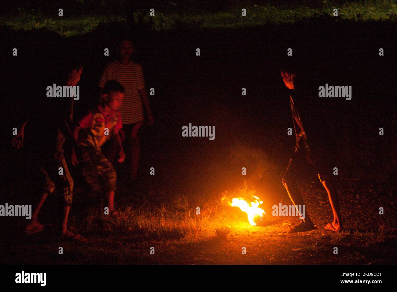 SURABAYA, INDONESIA, APRIL 24: Children's play the traditional game of ...