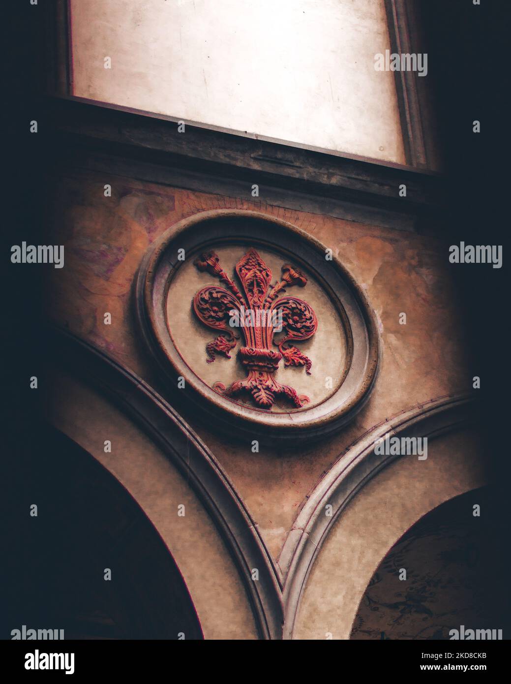 a vertical shot of a marble relief of Symbol of Florence Stock Photo ...